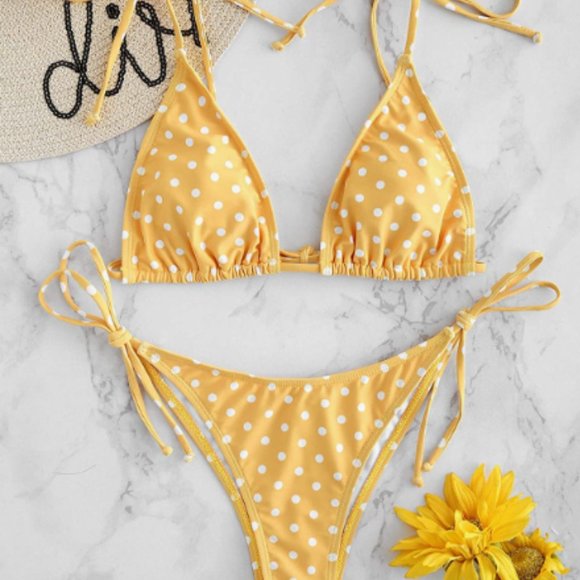 Swim | Yellow Polka Dot Bikini | Poshmark